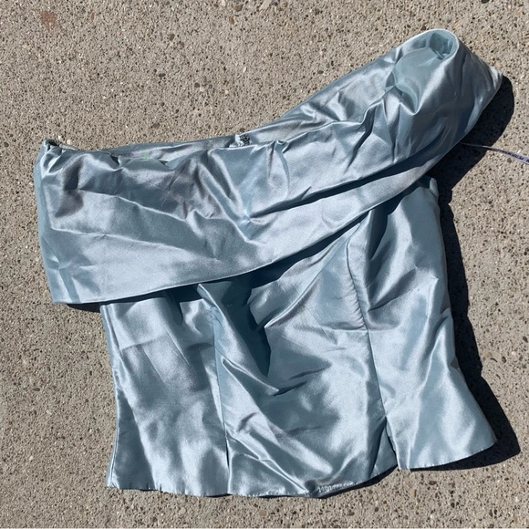 Chetta B | Tops | Vintage 9s Chetta B Pastel Blue Silk Off The Shoulder ...